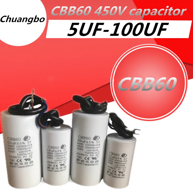 CBB60 450V starting working capacitor 5UF/6UF/8/10UF/12UF/14/15UF/20 ...