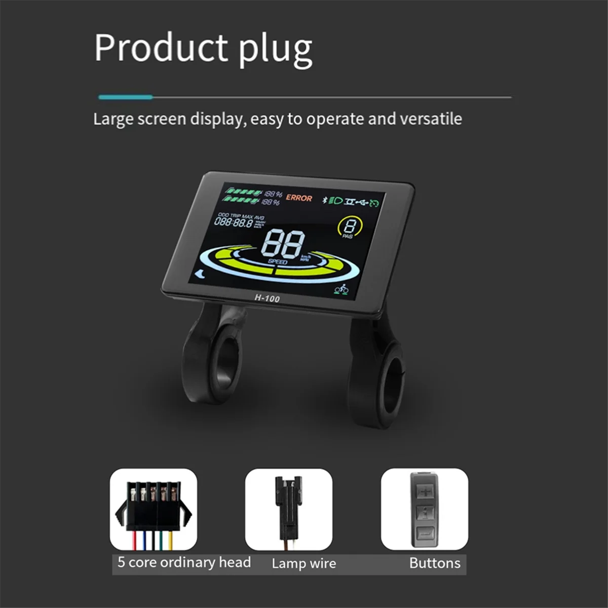 Electric-Bicycle-Display-H-100-LCD-Display-Control-24V-72V-Speed-Meter ...