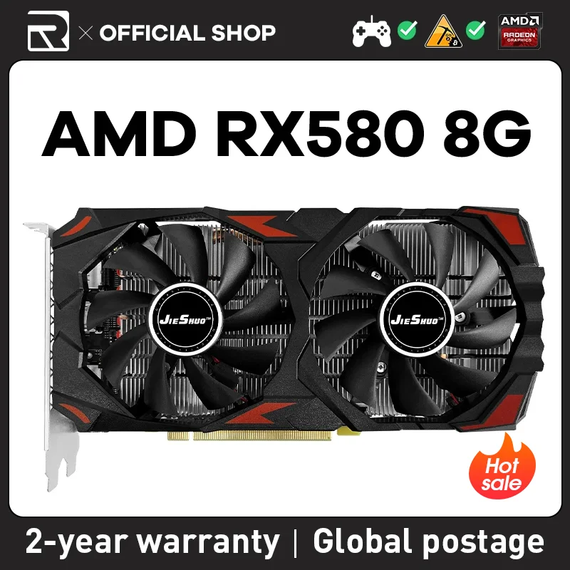 JIESHUO-AMD-RX-580-graphics-card-2048sp-256bit-GPU-rx580-8GB-video-card ...