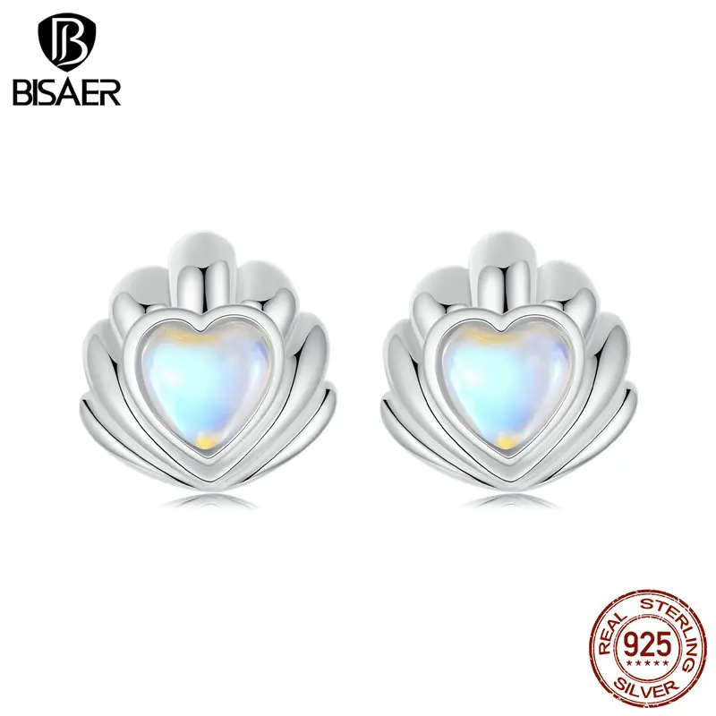 BISAER-925-Sterling-Silver-Seashell-Stud-Earrings-Heart-Moonstone-Hypoallergenic-Earrings-for ...
