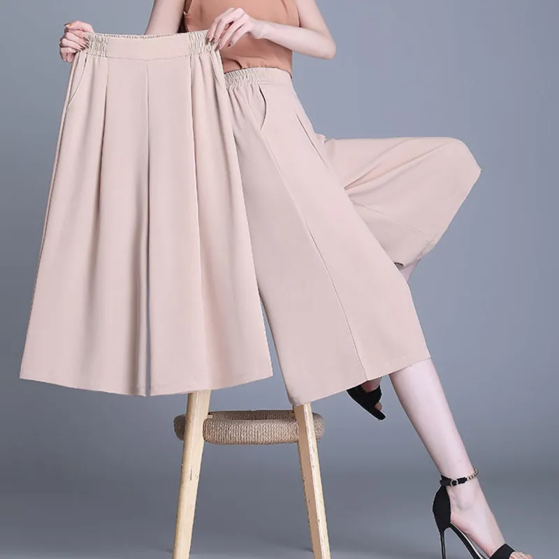Calf-Length-Pants-Knee-Length-Summer-Chiffon-Women-s-High-Waist-Casual ...