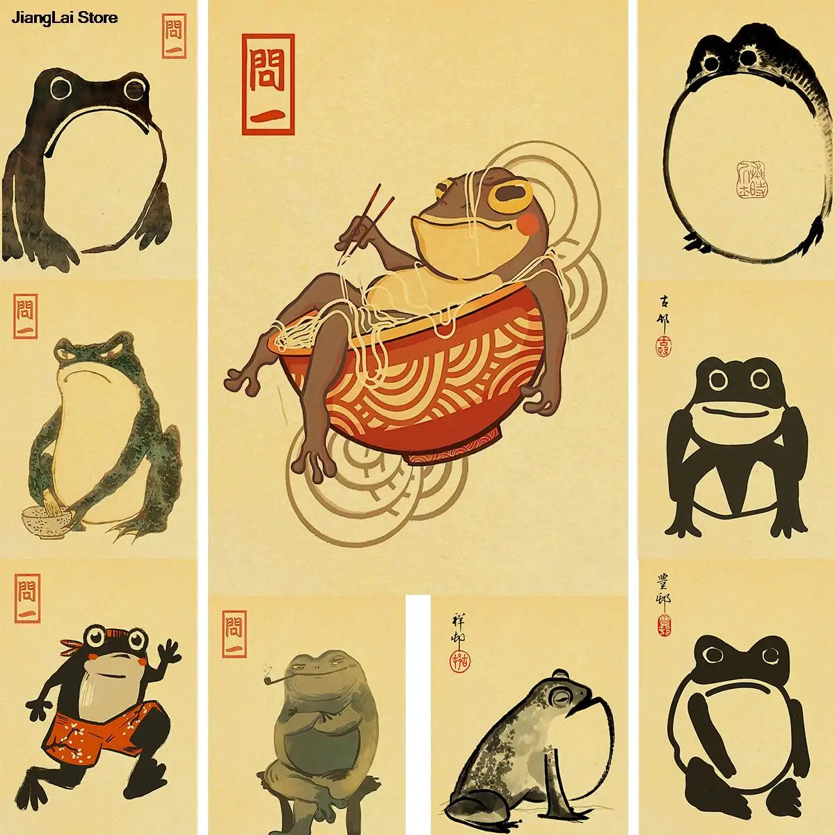 Japanese-Frog-Poster-Character-Nostalgia-Home-Decoration-Cafe-Mural ...