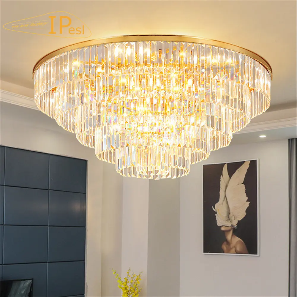 Modern Crystal Ceilling Lamp Led Round Luxury Foyer Pendant Light ...