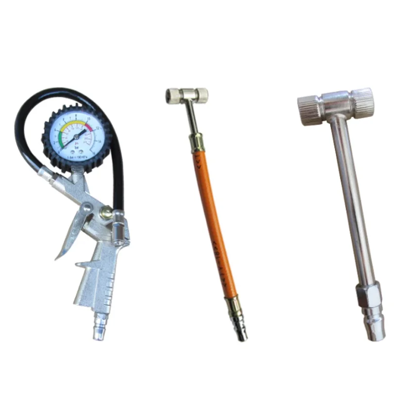 T 타입 더블 헤드 에어 펌프 노즐 전기 자전거 팽창기 노즐 자동차 타이어 압력 게이지 타이어 압력 건