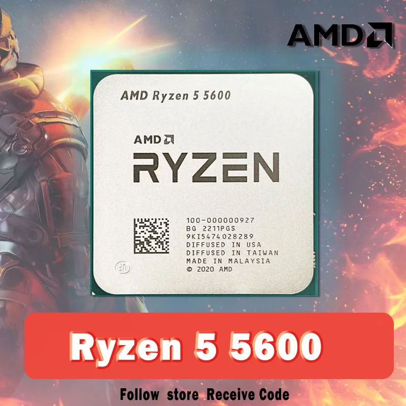 AMD Ryzen 5 5600 R5 5600 3.5 GHz 6-Core 12-Thread CPU Processor 7NM L3 ...