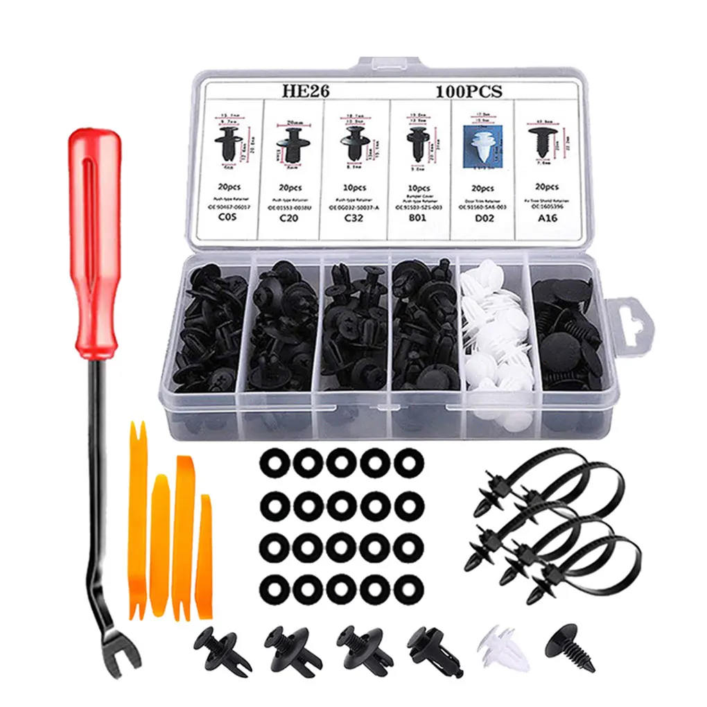 100Pcs-Auto-Fastener-Clips-Car-Body-Push-Retainer-Pin-Rivet-Bumper-Door ...