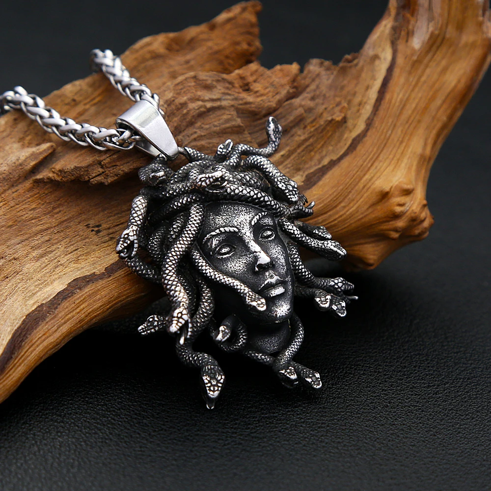 Punk-Vintage-Medusa-Pendant-Necklace-For-Men-Women-Stainless-Steel ...