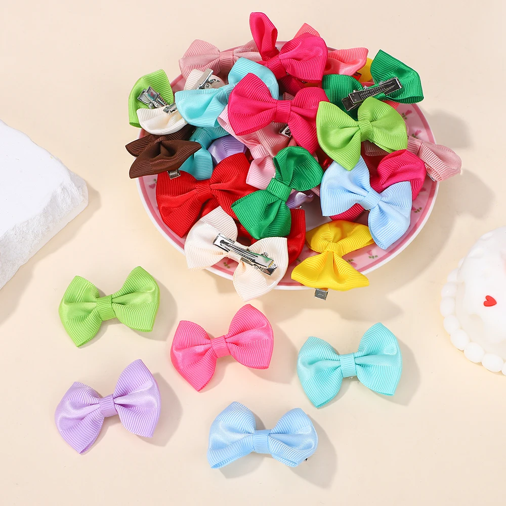 80Pcs Random girls mini hair bows hair clip for head sweet bowknot ...