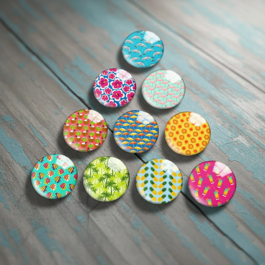 Geometry Painting Mix Round Glass Cabochon Jewelry Finding 18mm Snap ...