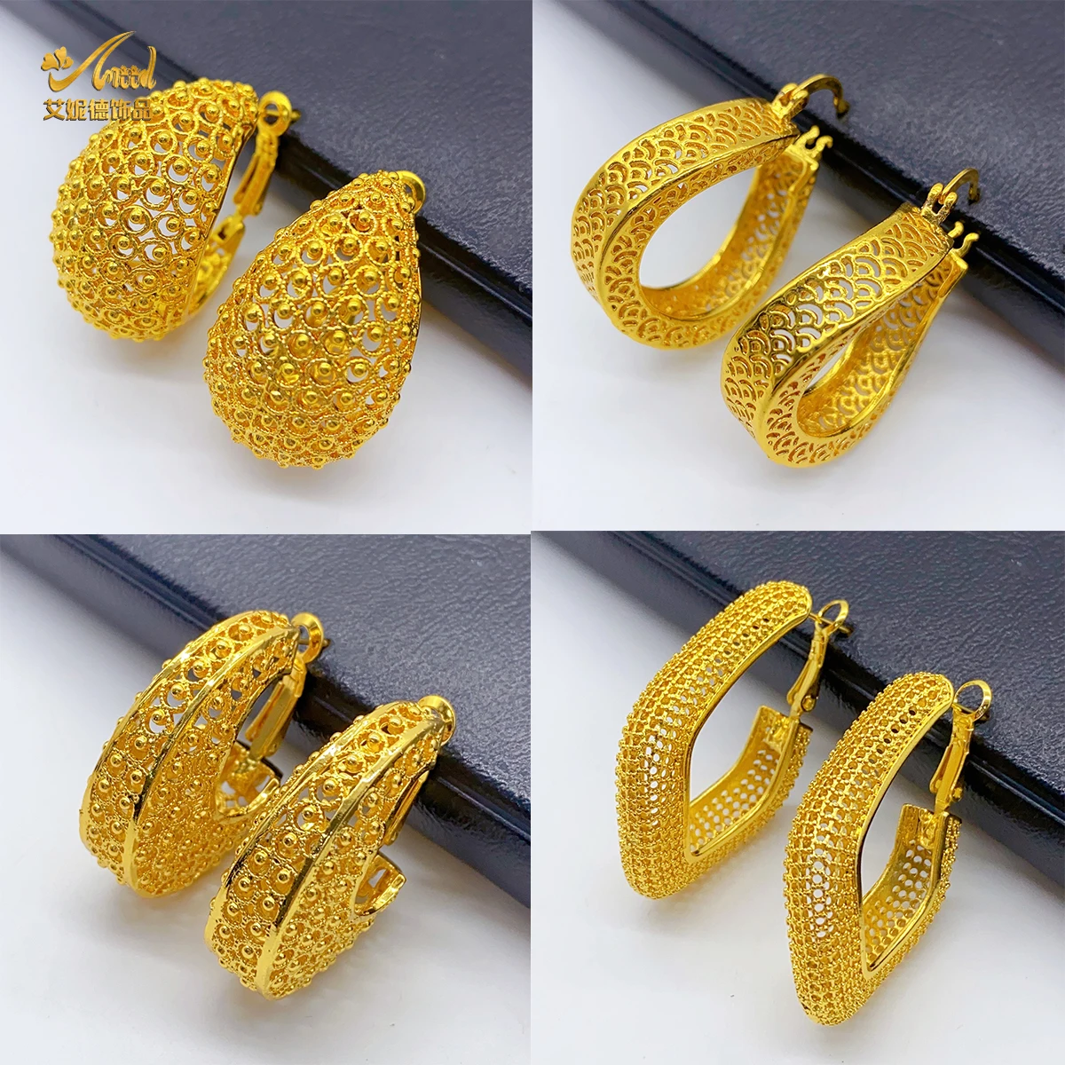 Dubai Simple Fashion Gold Plated Hollow Pierced Earrings Piercings ...
