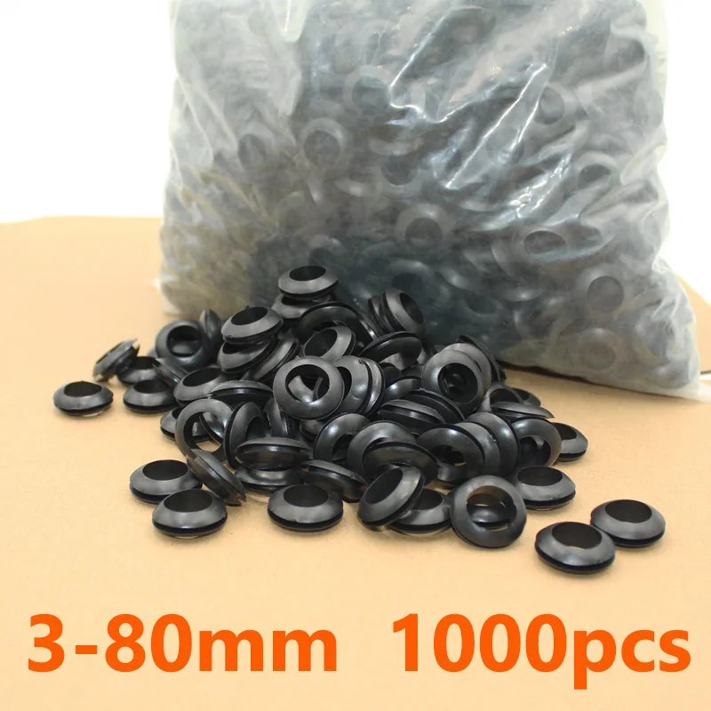 Black-Rubber-Double-Sided-Protective-Coil-Seal-ORing-Grommet-Gasket ...