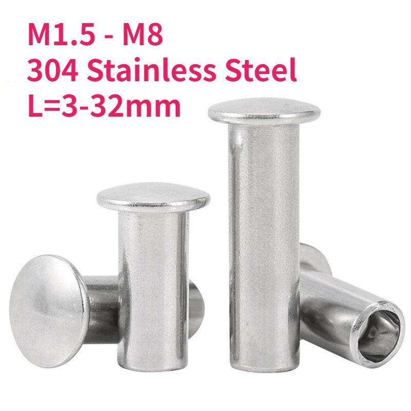 M1-5-M8-A2-304-Stainless-Steel-Oval-Head-Semi-Tubular-Rivets-Flat-Round ...