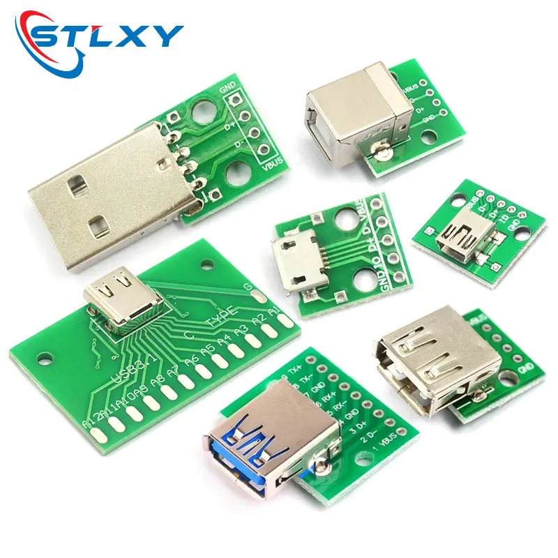 5/2PCS USB Male Connector /MINI MICRO USB to DIP Adapter Board 2.54MM ...