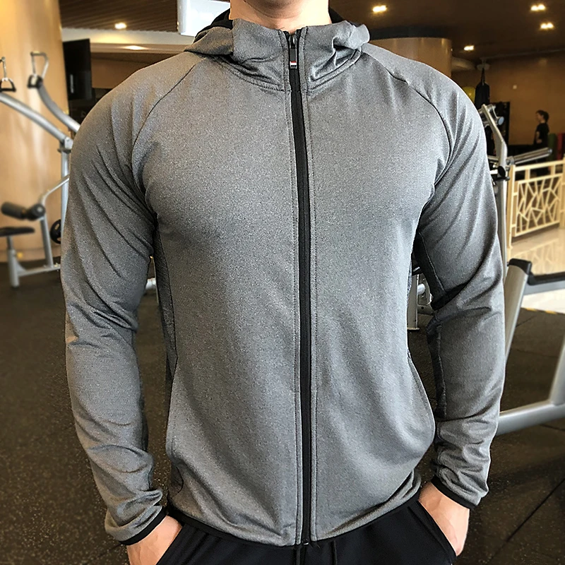 Men-Running-Fitness-Hoodies-Elastic-Breathable-Hooded-Quick-Dry-Sports ...