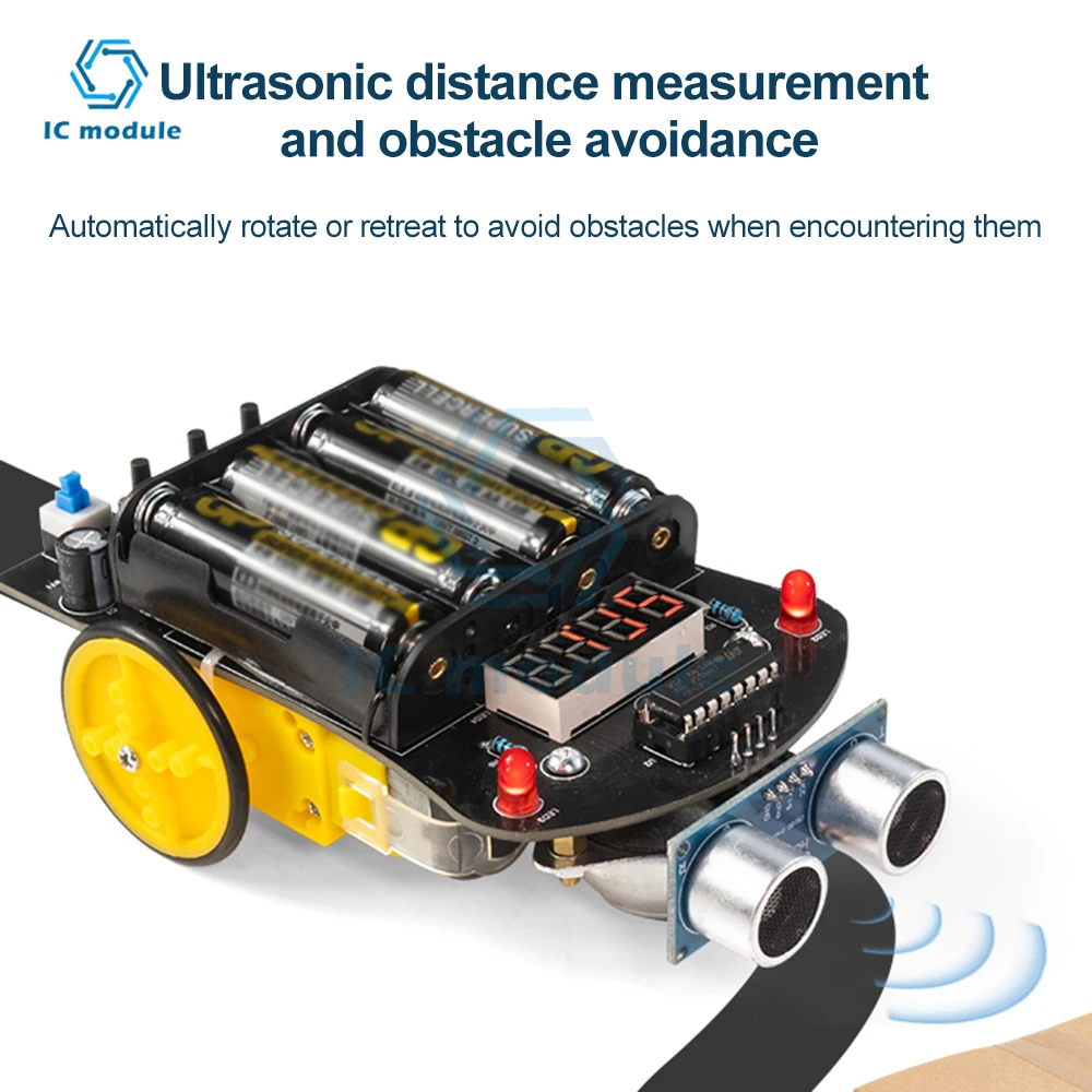 51 MCU smart car ultrasonic obstacle avoidance car tracking ranging ...