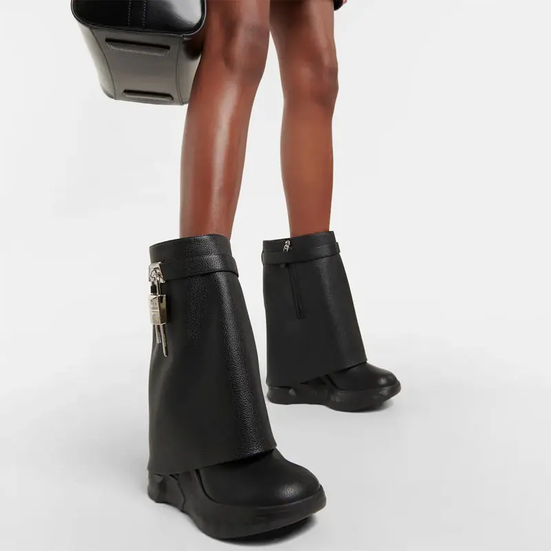 Women-s-new-round-head-ultra-high-thick-sloping-heel-with-patent ...