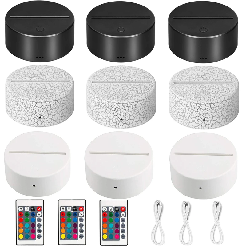 Plastic Night Light Base for 3D Acrylic Led Lamp Display Base Colorful ...