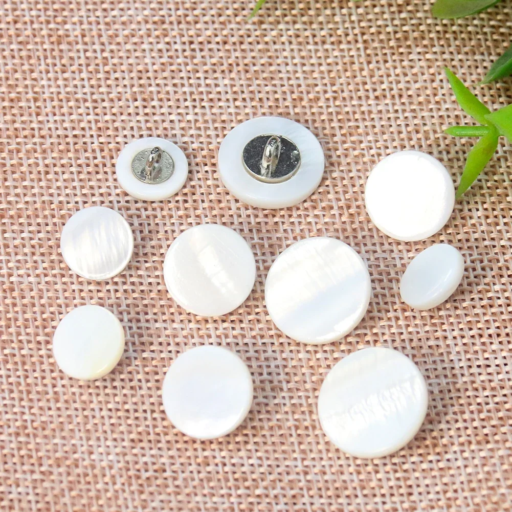 5PCS Natural Freshwater Mussels Round White with Shank Buttons for ...