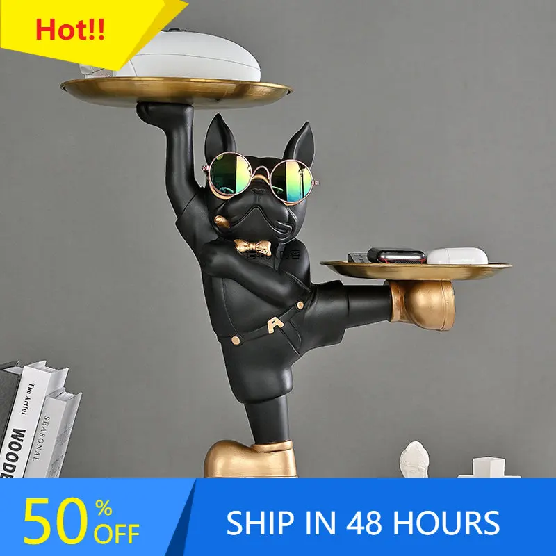 KungFu French Bulldog Butler Statue Table Nordic Home Decoration ...