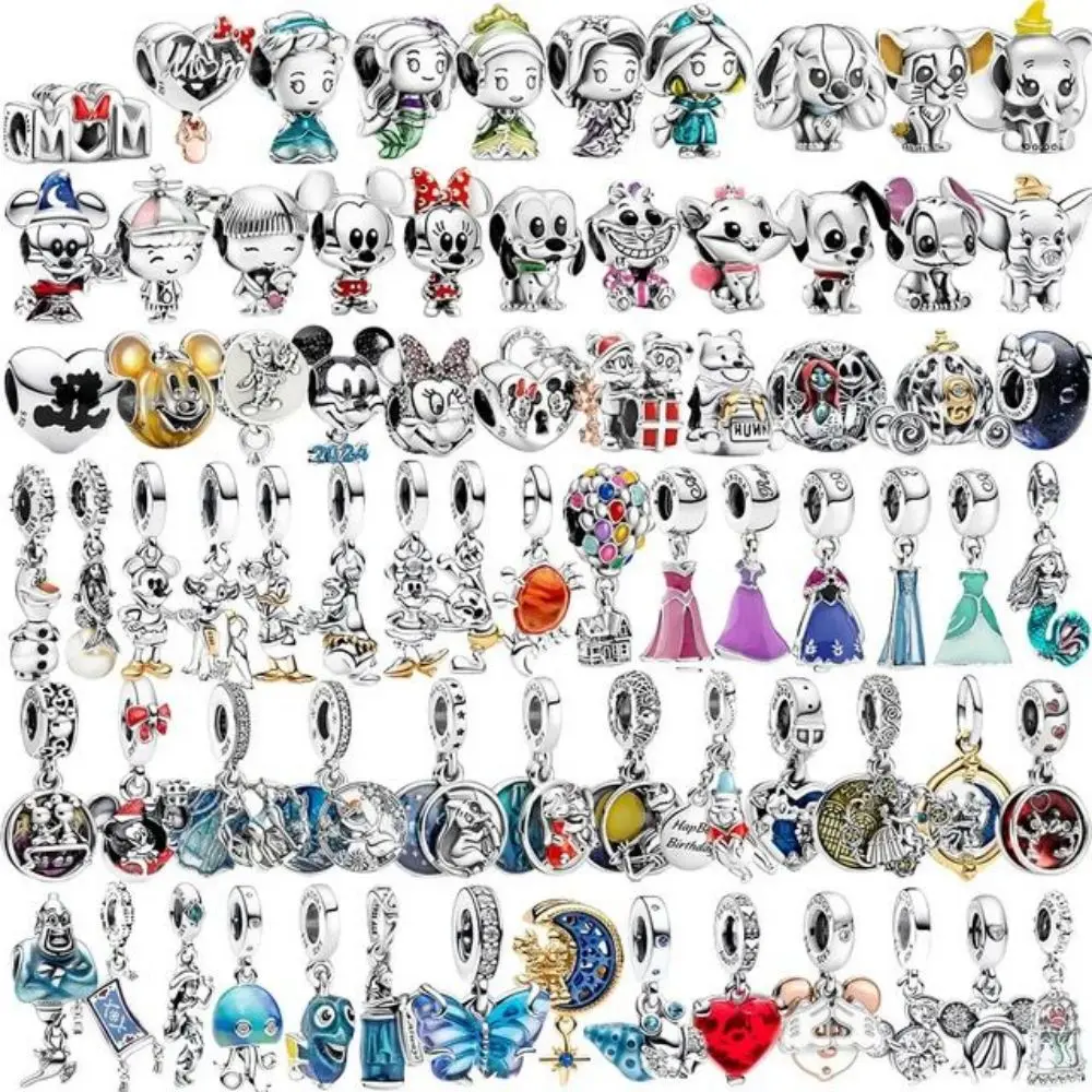 hot-sale-Disney-Mickey-Minnie-Charm-925-sterling-silver-original-certified-Keychain-Beads ...