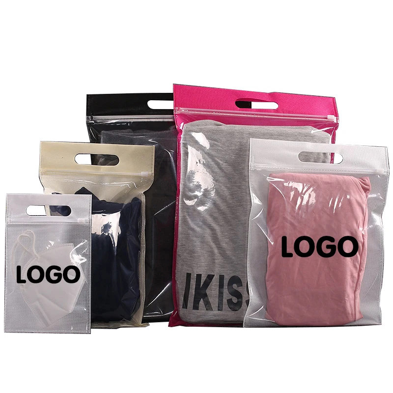 50pcs-Non-woven-Zipper-Plastic-Bag-Custom-Logo-Business-Tote-Bag-Gift ...