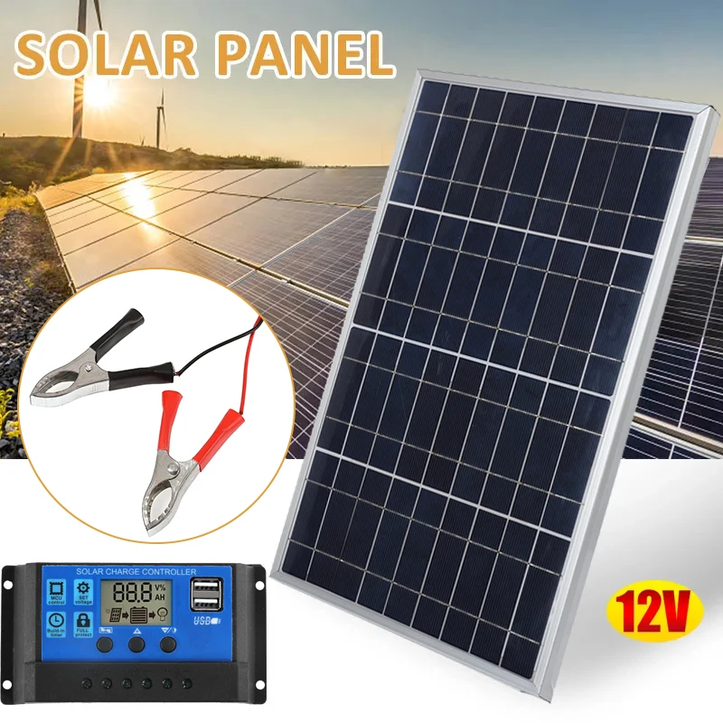 300W-12V-Solar-Panel-Kit-with-10A-100A-Controller-USB-Port-Portable ...