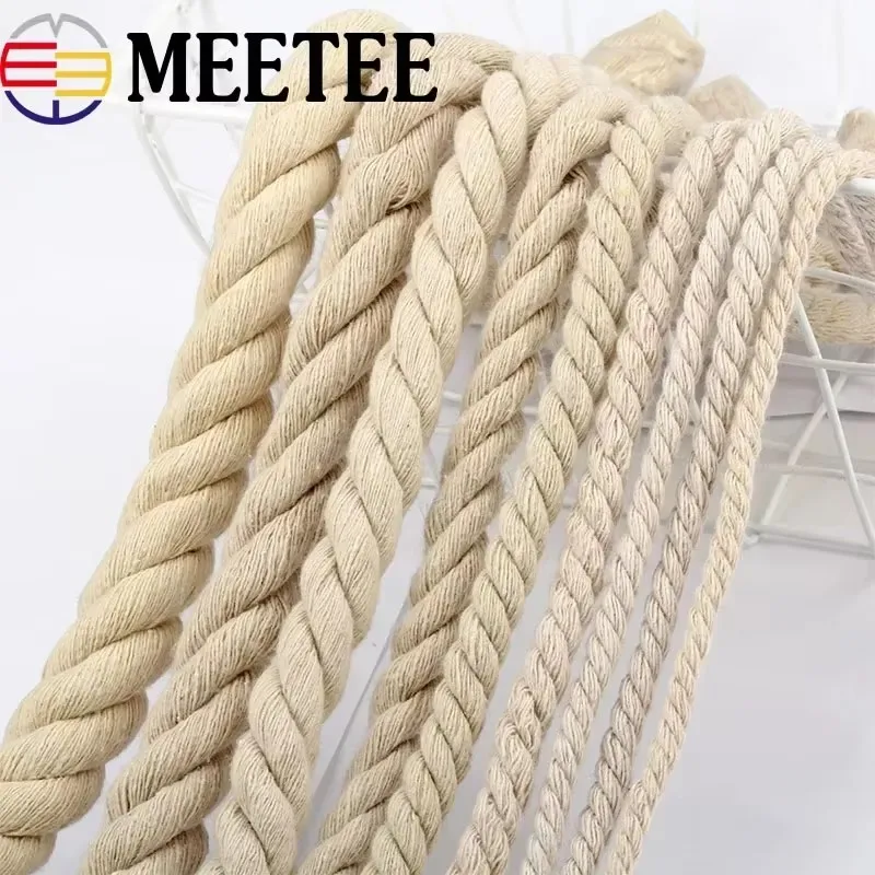 5M 5/6/7/8/10/12/15/18/20mm Twisted Cotton Cord For Bag Decorative High ...