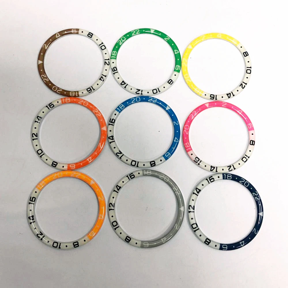 38MM Watch Bezel Round Edge Arc Blue Luminous Flat Bezel Aluminium ...
