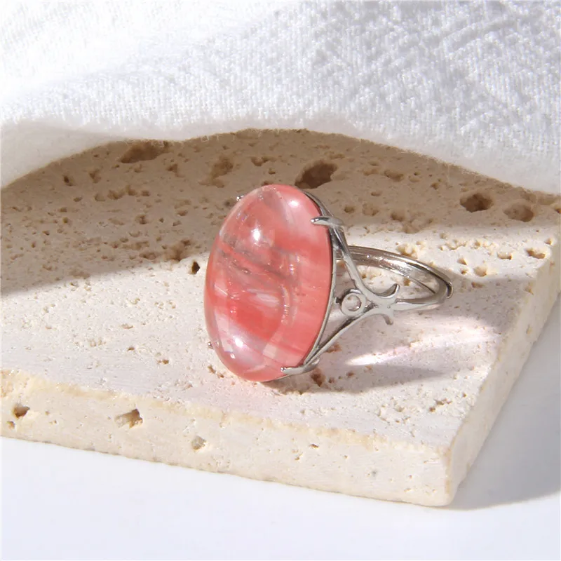 Trendy-Agates-Rings-Natural-Stone-Aventurines-Watermelon-Rings-Bohemian ...