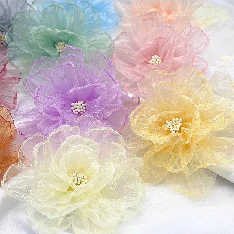 10cm-Chiffon-Fabric-Flower-Multilayered-Handmade-DIY-Girl-Headdress ...