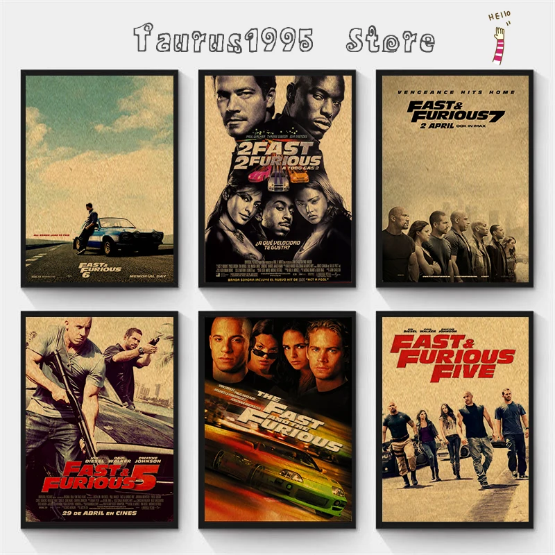 P-ster-de-papel-Kraft-Retro-The-Fast-and-The-Furious-arte-de-pared ...