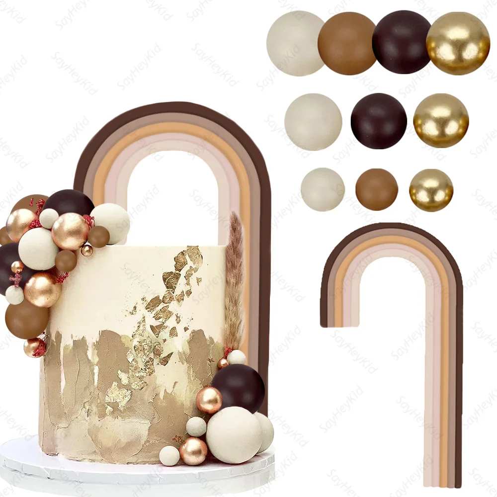 51Pcs-Coffee-Brown-Cake-Decorations-Kit-Khaki-Brown-Balls-Soft-Rainbow ...