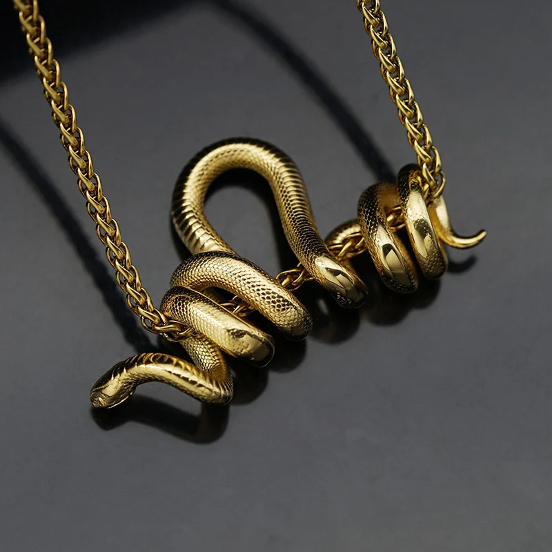 Hip-Hop-Bling-Gold-Color-Stainless-Steel-Snake-Pendants-Necklaces-for ...
