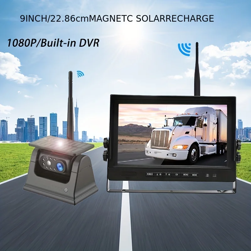 Wireless-9-1080P-Monitor-DVR-Solar-panel-recharge-Magnet-Backup-Camera ...