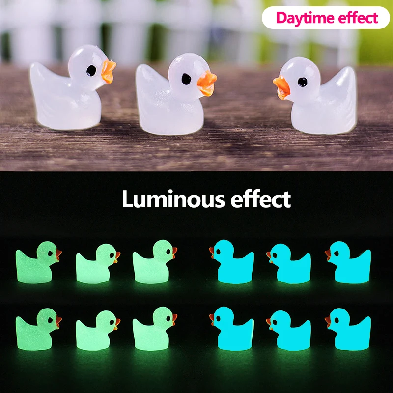 10-20pcsmini Luminous Resin Ducks Glow In The Dark Miniature Ornament ...