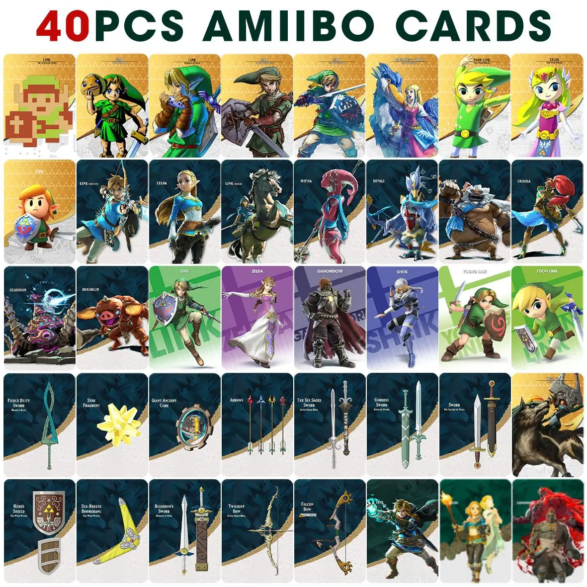 28-40-Pcs-Zeldas-Amxxbo-Card-Zelda-Breath-Of-The-Wild-Amibo-Card-Zelda ...