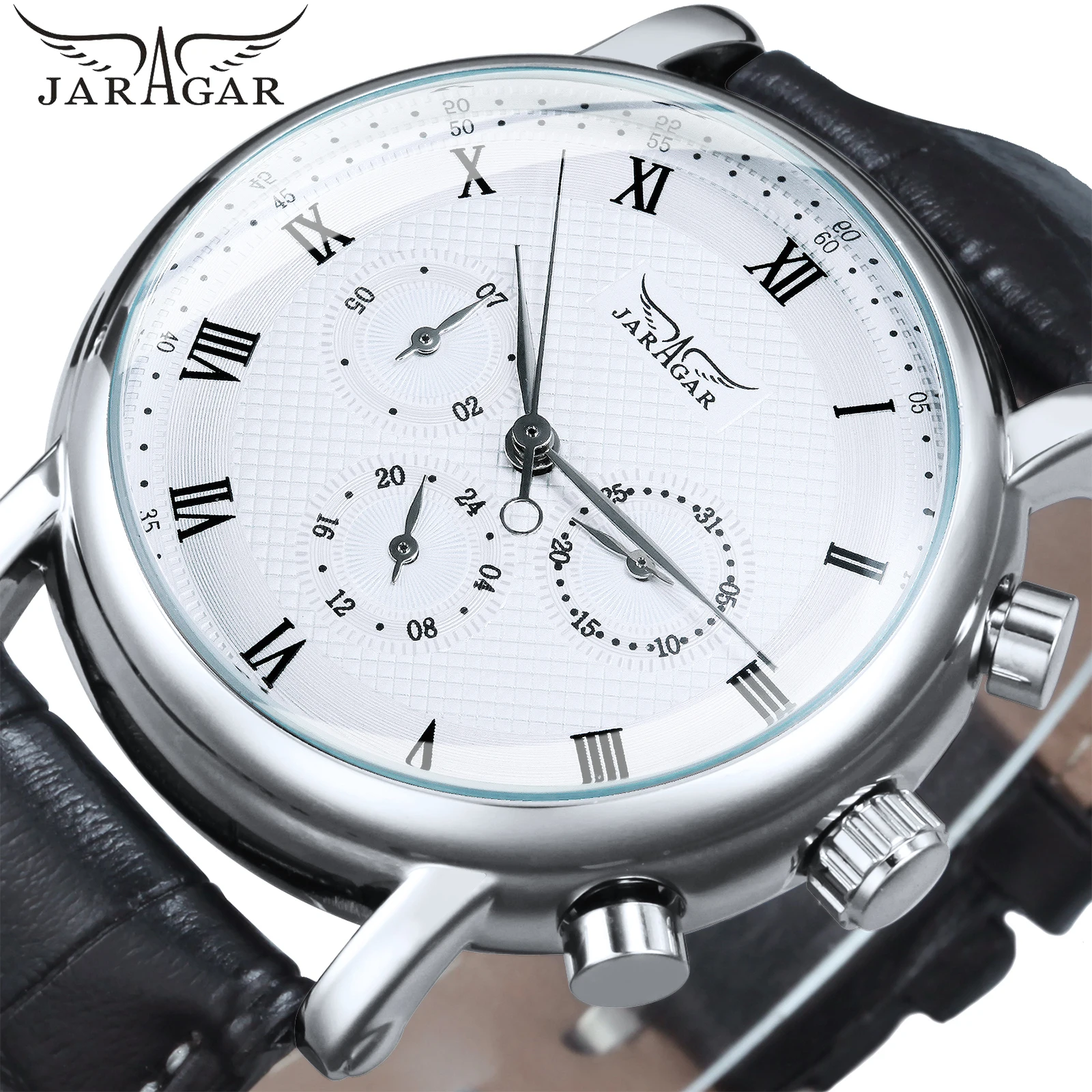 Jaragar Pilot Multifunction Mechanical Watch for Men Fashion 24 Hours ...
