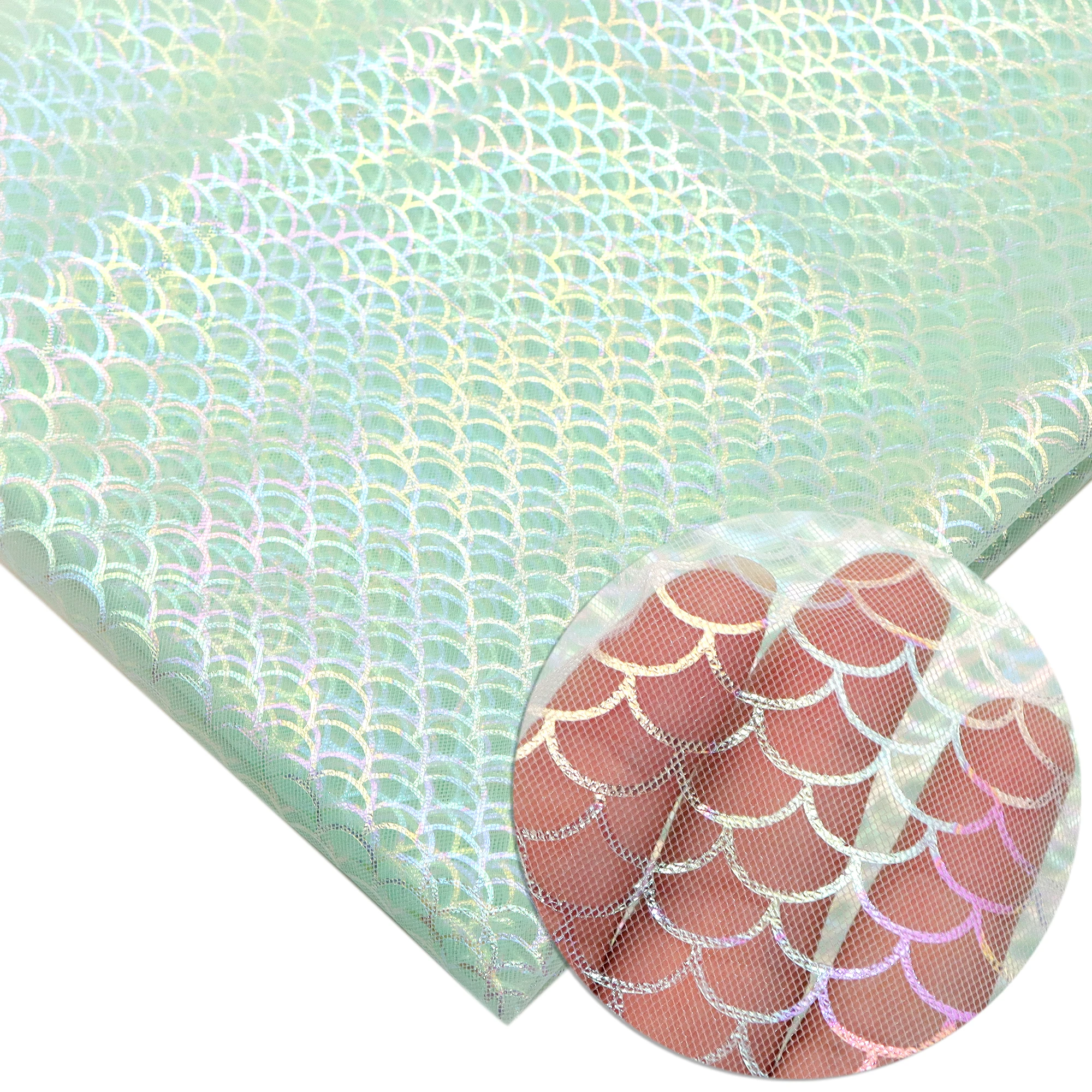 Iridescent Mermaid Scales Mesh Tulle Costumes Fabric DIY for Baby ...