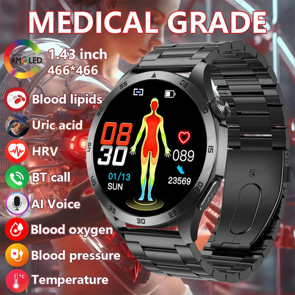 Reloj-inteligente-de-grado-m-dico-dispositivo-con-control-de-temperatura-corporal-ECG-PPG ...