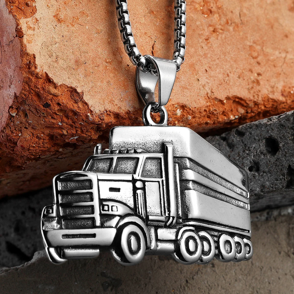 Trucks-Driver-Men-Necklaces-Stainless-Steel-Pendant-Chain-Punk-Rock ...