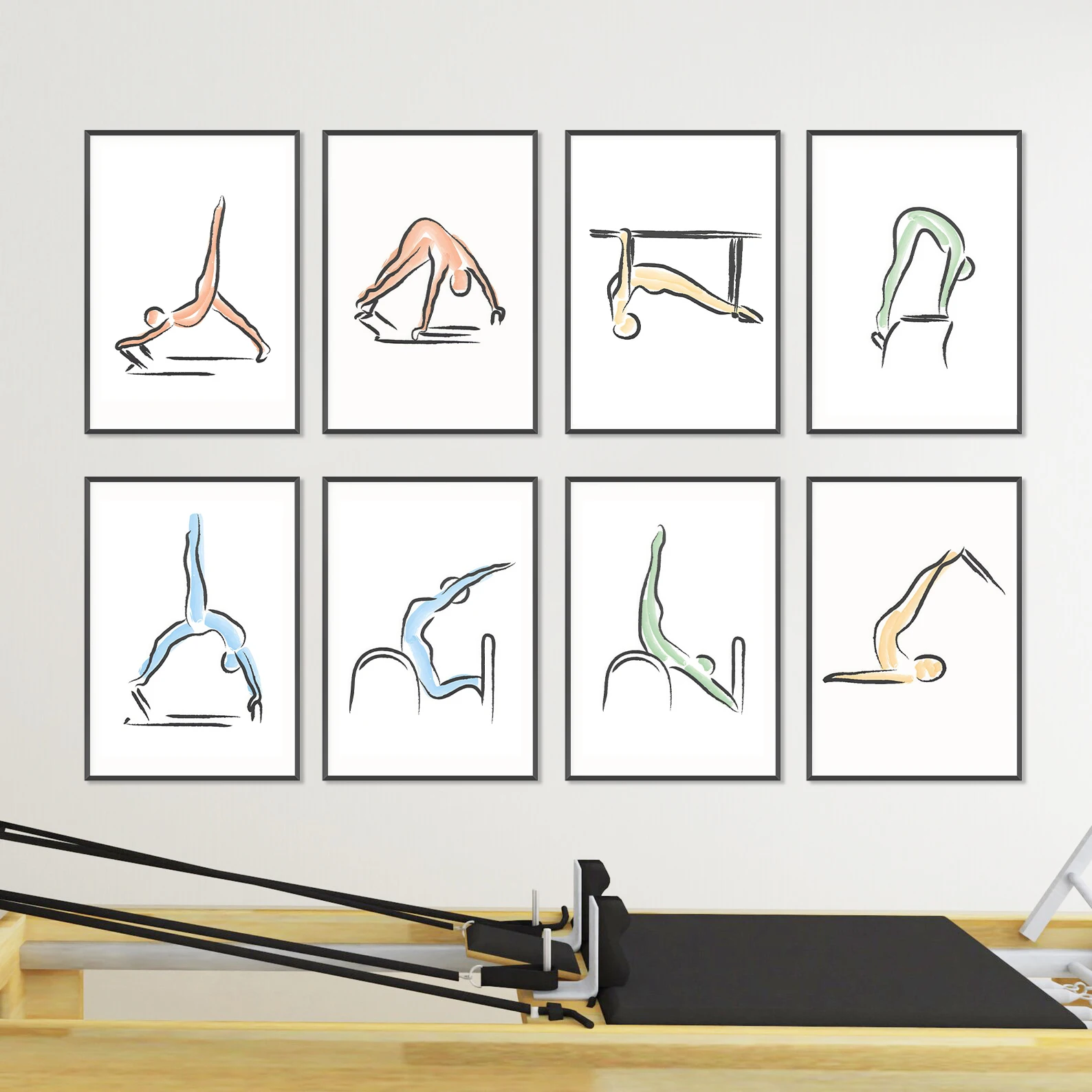 Pilates Poster Colorful Pilates Pose Prints Abstract Minimalist Pilates ...