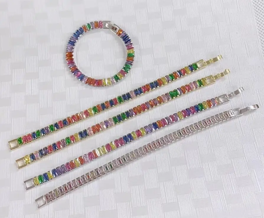 Pulsera de circonia cúbica para hombre y mujer, brazalete colorido ...