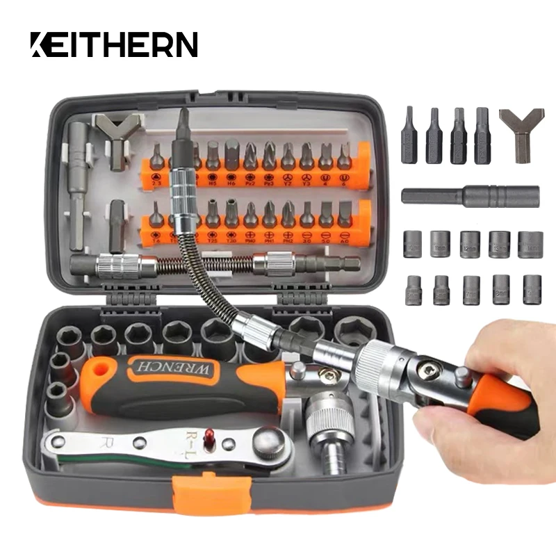 KEITHERN-38-In-1-Screwdriver-Set-CR-V-M5-M14-Socket-With-Universal ...