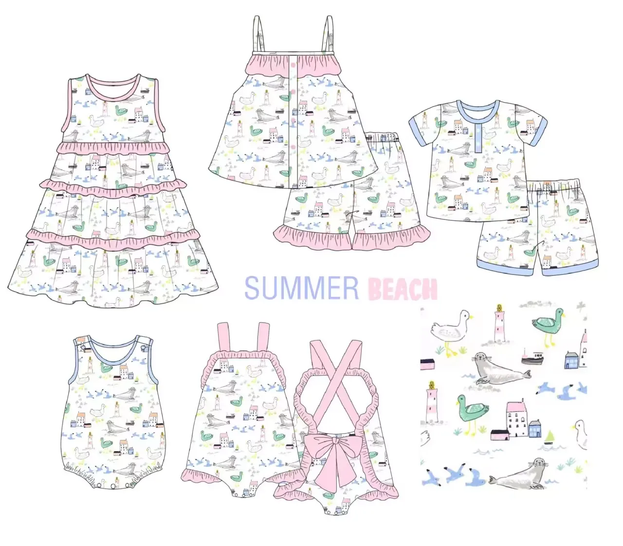 Summer beach series baby girl clothes Toddler boys outfits newborn baby ...
