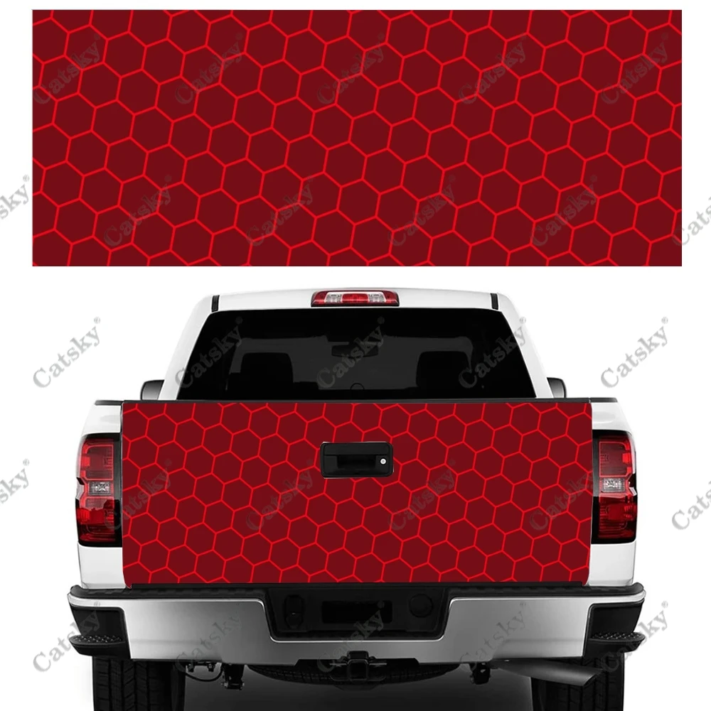 Abstract-Red-Hexagon-Car-Tail-Trunk-Protect-Vinly-Wrap-Sticker-Decal ...