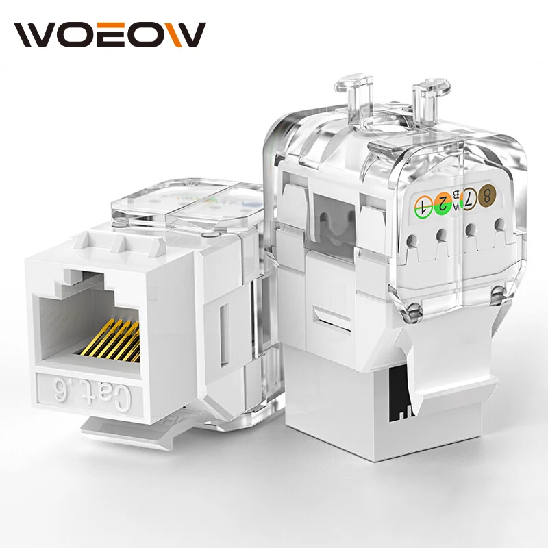 WoeoW RJ45 Cat6a Cat5e Cat6 Keystone Jacks UL Listed, Ethernet Punch Down Keystone UTP, Modular ...