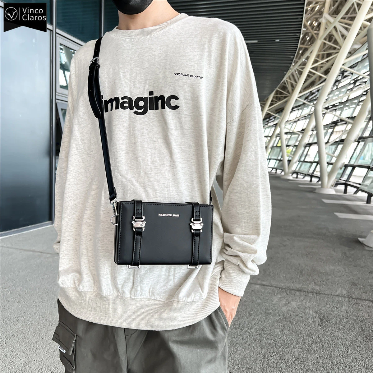 VC Trend Simple Men's Small Shoulder Bag Hip-Hop Streetwear Personality ...