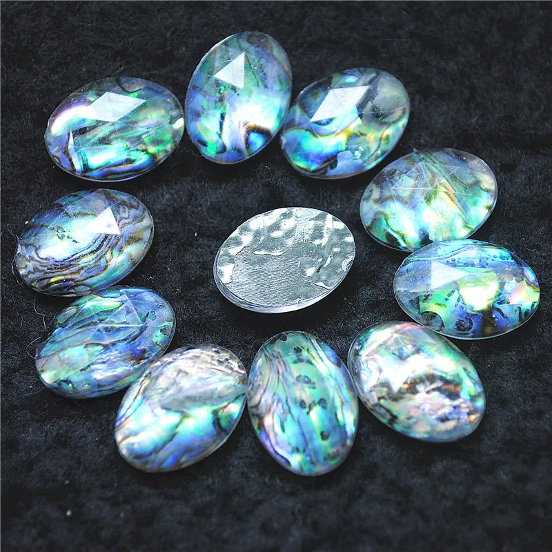 20PCS-Abalone-Shell-Cabochons-Faceted-Surface-With-Plastic-At-Bottom ...