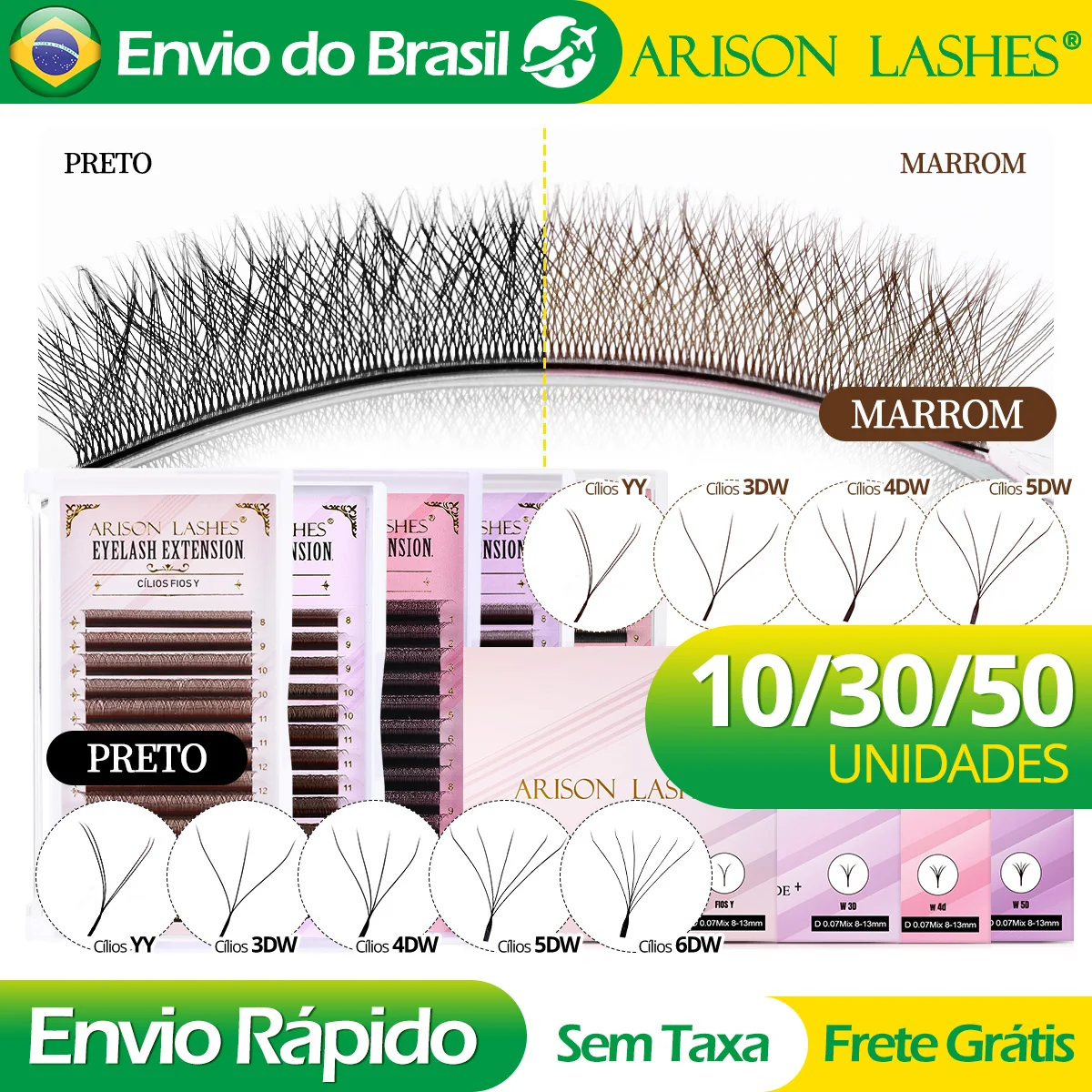 [Brazil Fast Delivery]ARISON 10/30/50pcs YY Lashes Premade Volume ...