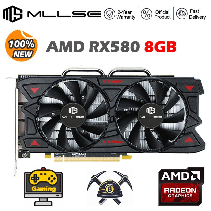 Mllse Graphics Card Amd Rx580 8gb Gddr5 256-bit Pci Express 3.0 × 16 ...